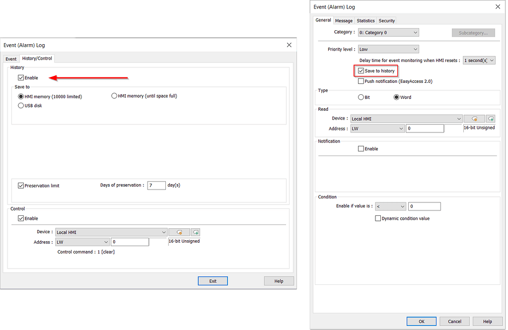How to display "Event (Alarm)" history - Staff - WeintekUSA