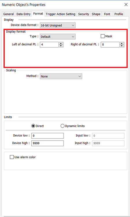 How to specify the data format and limits of a Numeric object - Staff ...