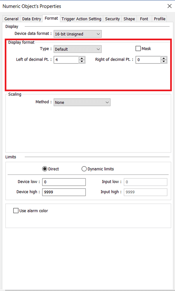 How to specify the data format and limits of a Numeric object - Staff - WeintekUSA