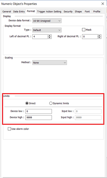 How to specify the data format and limits of a Numeric object - Staff - WeintekUSA