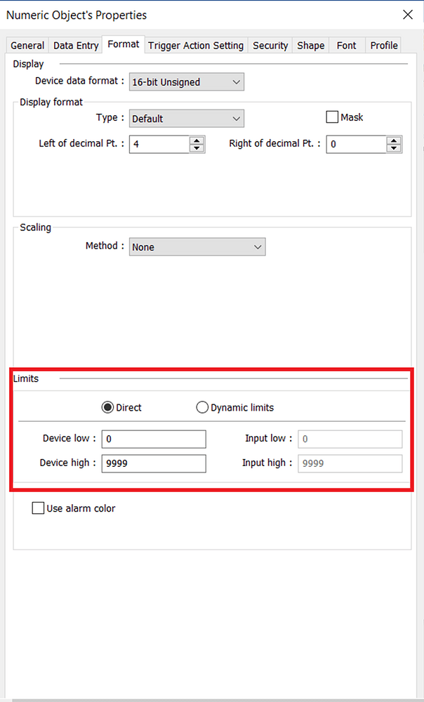How to specify the data format and limits of a Numeric object - Staff - WeintekUSA