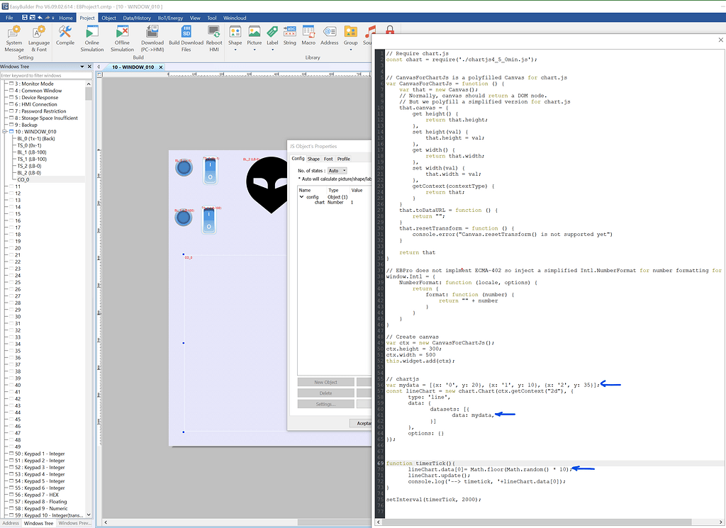 How to update dynamically data for Chart.js inside "JS Object" - General Q&A - WeintekUSA